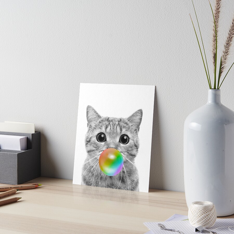 "Rainbow Bubble Cat" Art Board Print by Weekndvibesus | Redbubble
