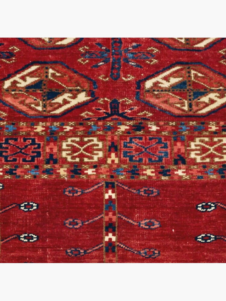 "Akhal Oasis Red Band 19th Century Authentic Colorful Blue Star ...