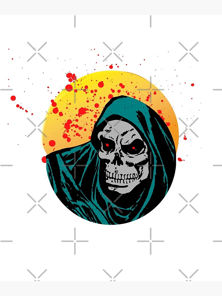 "Halloween - Grim Reaper in the sunset with blood splatter background ...