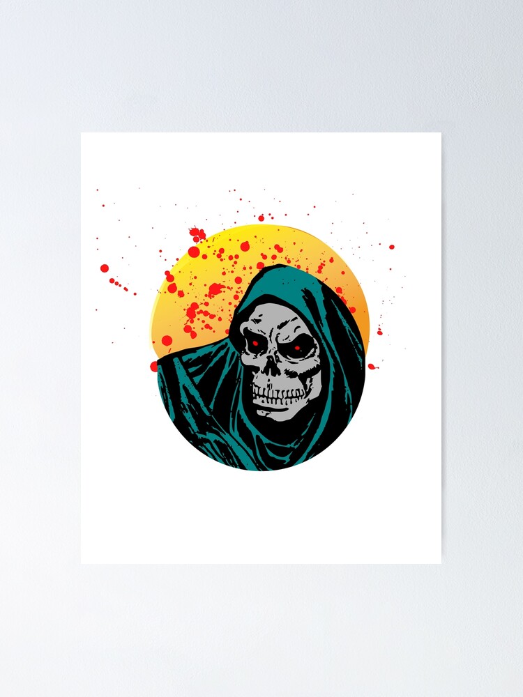 "Halloween - Grim Reaper in the sunset with blood splatter background ...
