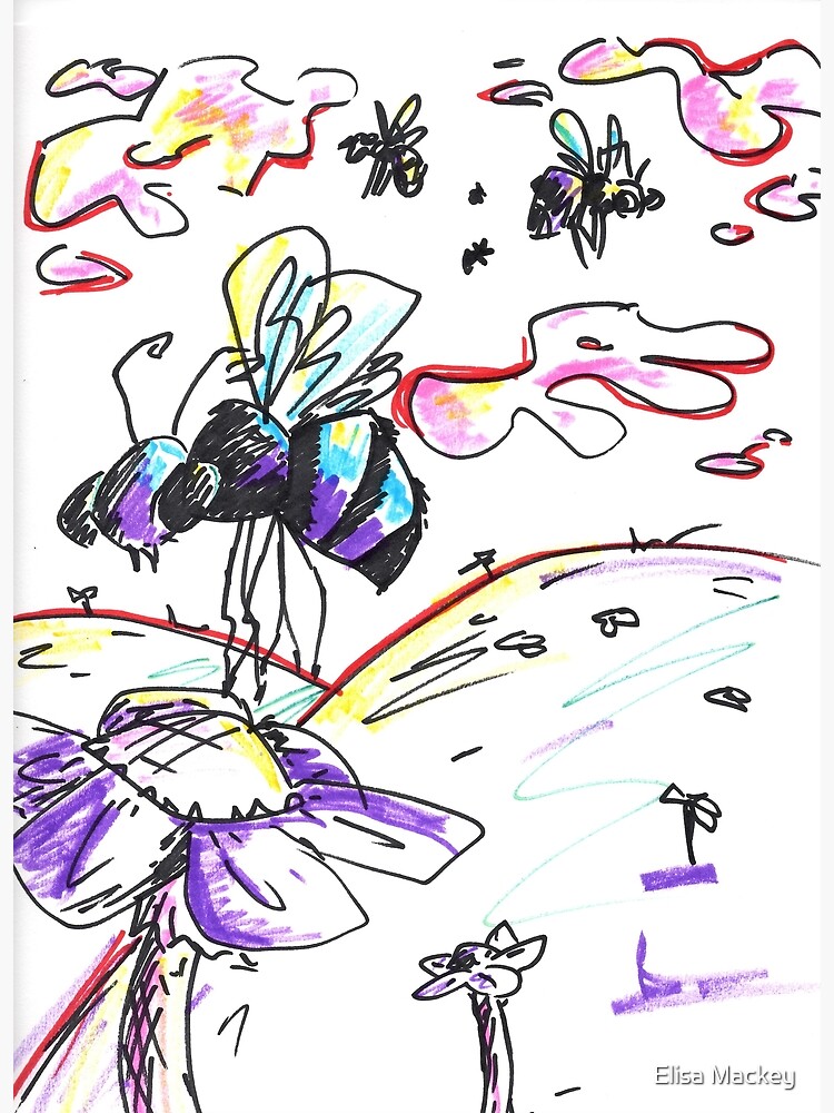 "Purple Bees full drawing" Poster for Sale by YasaBee | Redbubble