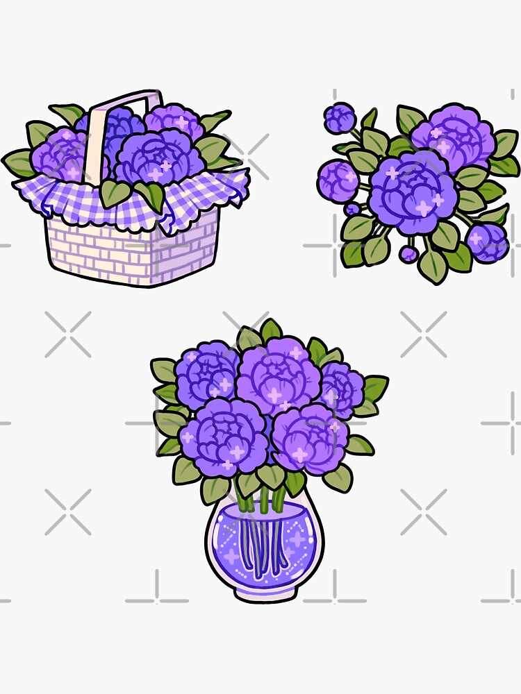 "purple floral sticker set" Sticker by freshbobatae | Redbubble