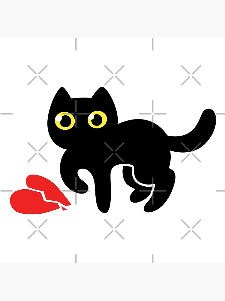 Lámina fotográfica «gatito negro de dibujos animados con el corazón ...
