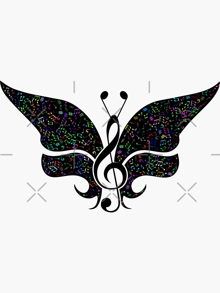 "Treble Clef Butterfly Hydro Sticker" Sticker by DeSuccessful1 | Redbubble