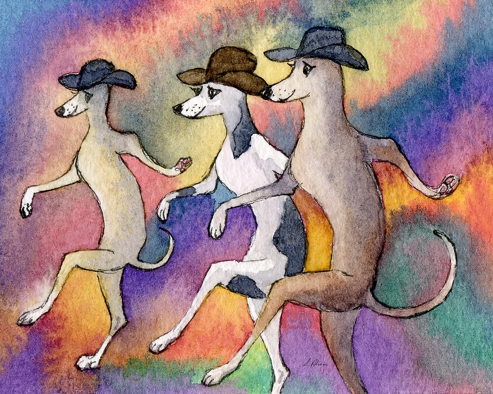 "One step forward, two steps back... line dancing greyhounds" by ...
