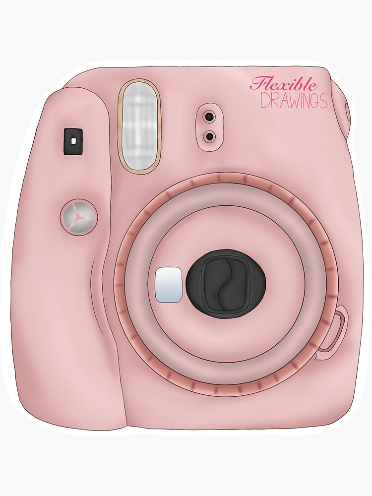 "Pink Polaroid Camera Sticker" Sticker for Sale by flexibledrawing ...