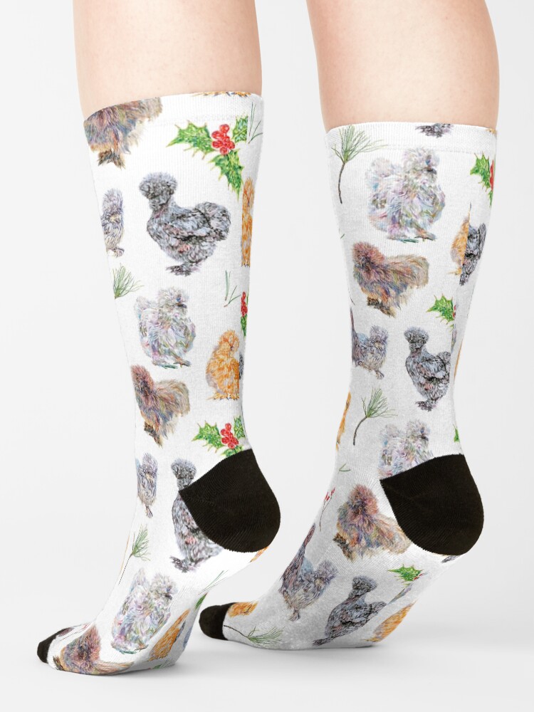 "Silkie Chicken Winter Holiday Pattern" Socks for Sale by becca-boyce ...
