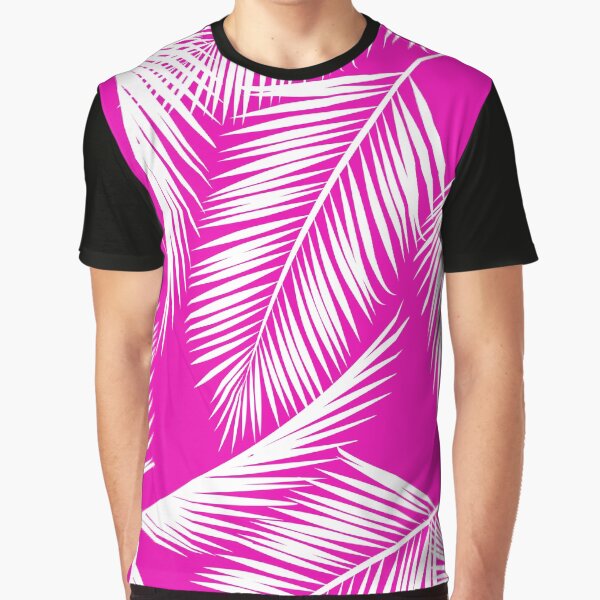 " Palm Tree Leaves With Hot Pink Pattern" T-shirt by masterbones ...