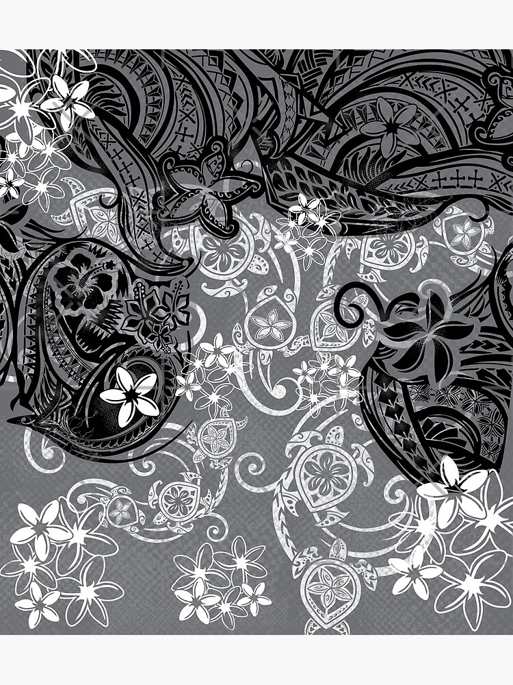 "Hawaiian - Samoan - Polynesian Tribal Turtle And Tiare Design" Poster ...