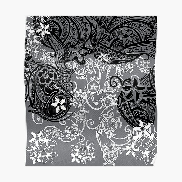 "Hawaiian - Samoan - Polynesian Tribal Turtle And Tiare Design" Poster ...