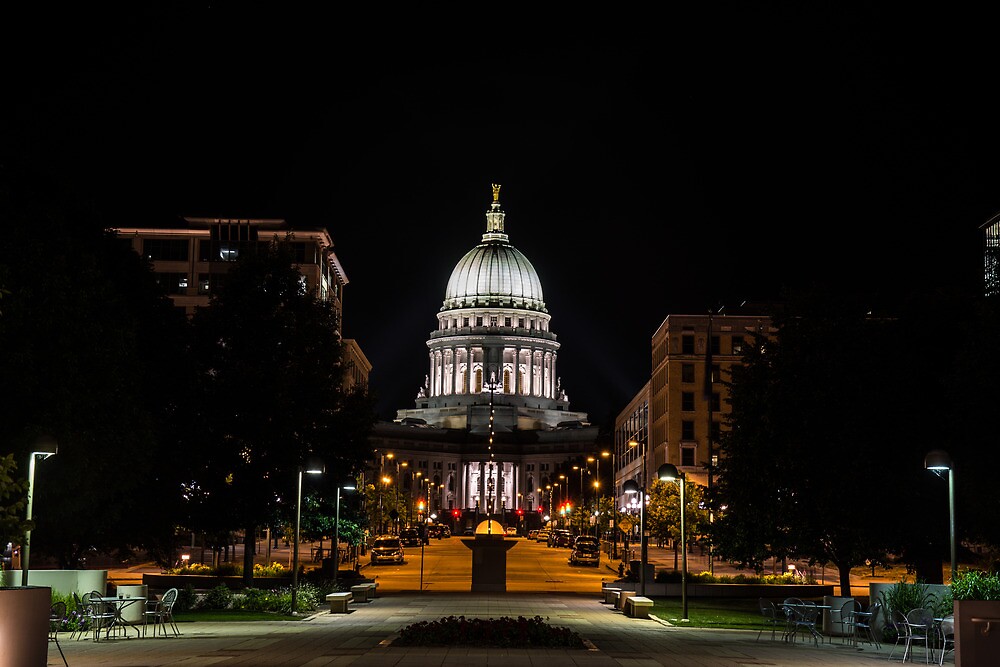 "Capitol at Night - Wisconsin" by Jacob Ennis | Redbubble