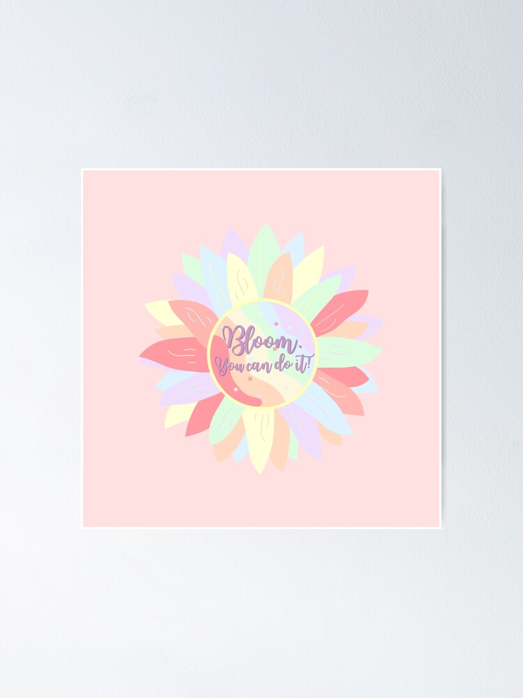 "Cute Pastel Rainbow Sunflower Motivational" Poster by twicetrader ...