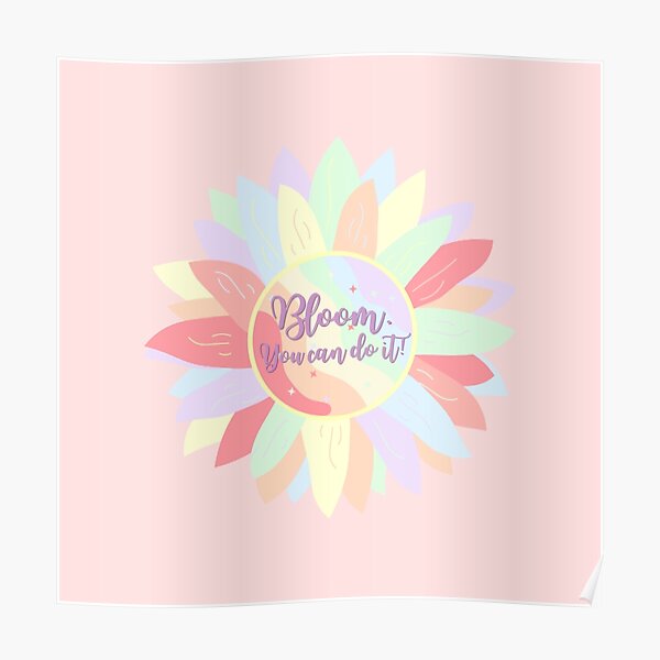 "Cute Pastel Rainbow Sunflower Motivational" Poster by twicetrader ...