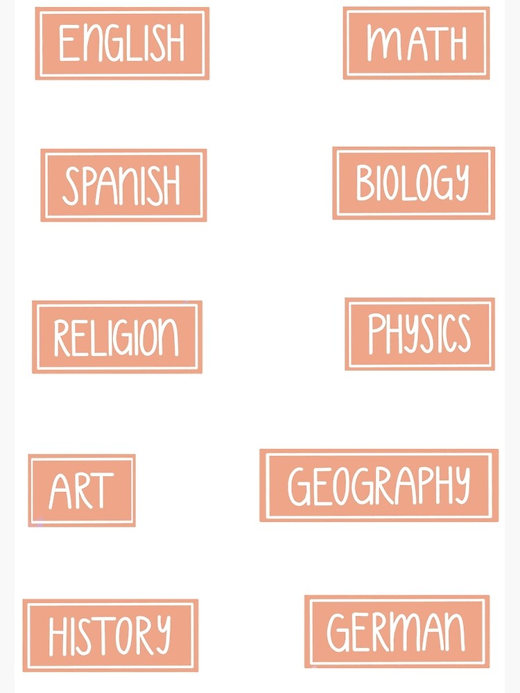 "pretty and aesthetic school class stickers in peach" Poster by ...