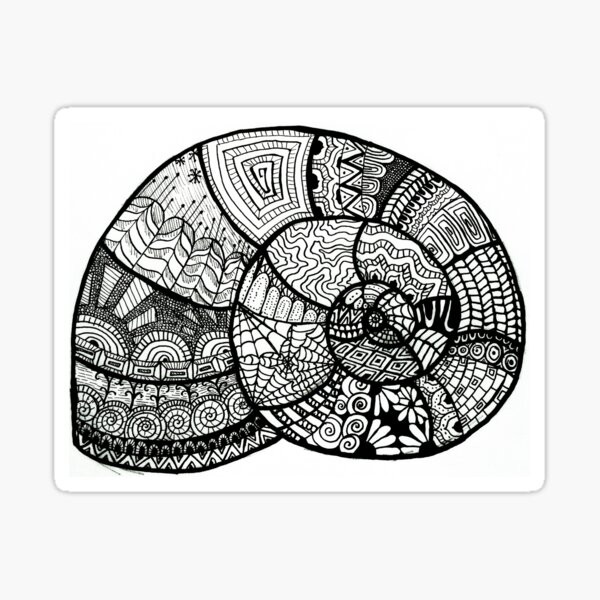 "Zentangle shell design in Black and White" Sticker for Sale by art-and ...