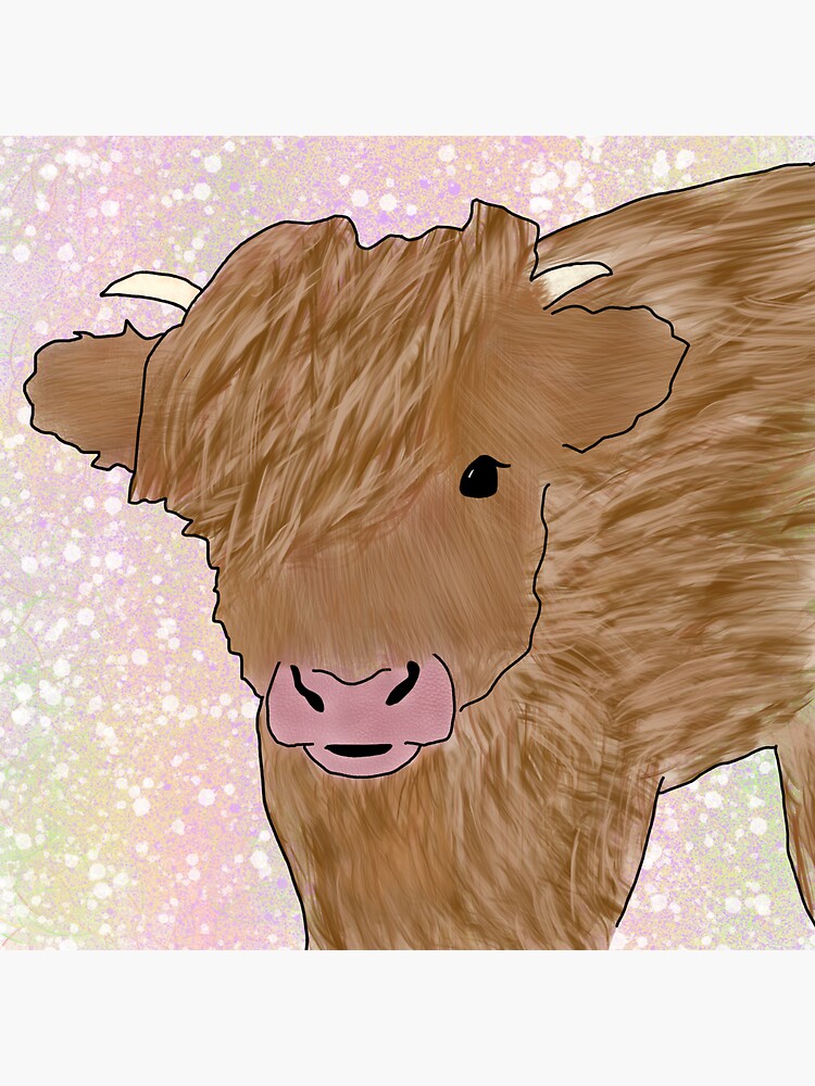 "Cute Fuzzy Cow" Sticker for Sale by Ident1tycr1sis | Redbubble