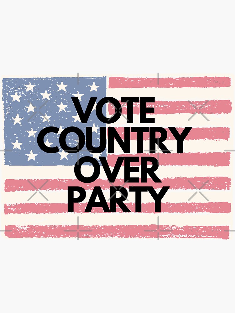 "Vote Country Over Party Anti Trump Republican American Flag" Sticker ...