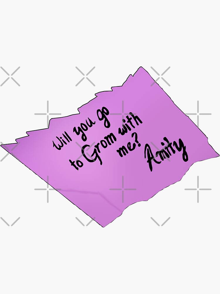 "amity’s grom note !" Sticker for Sale by LilasGalaxys | Redbubble