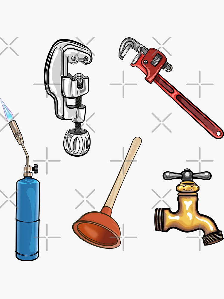 "Plumber Plumbing Tools Sticker Collection Pack Set of 5" Sticker for ...