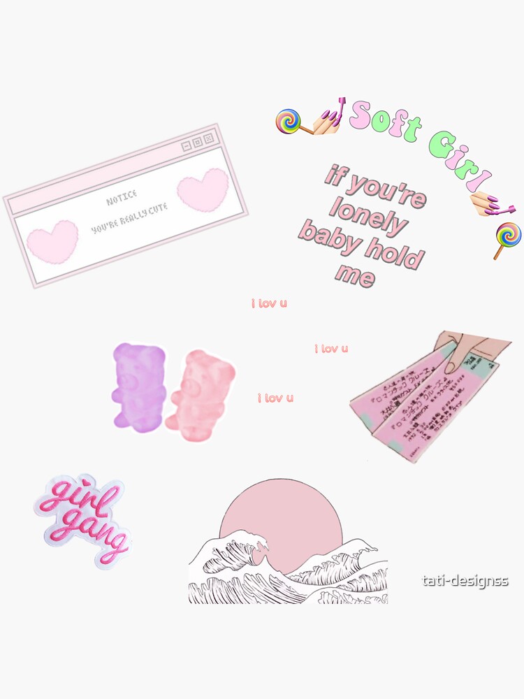 "Soft girl stickers pack " Sticker for Sale by tati-designss | Redbubble