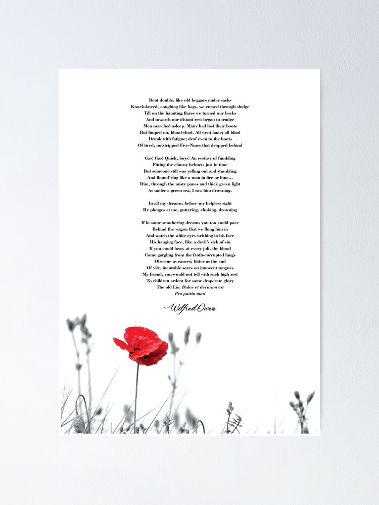 "Dulce et Decorum est by Wilfred Owen" Poster for Sale by ...
