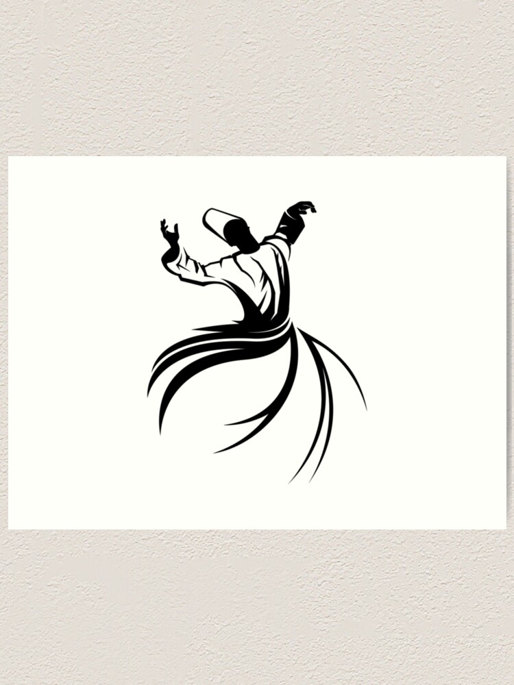 "white and black Dervish dance illustration, Islamic art Calligraphy ...