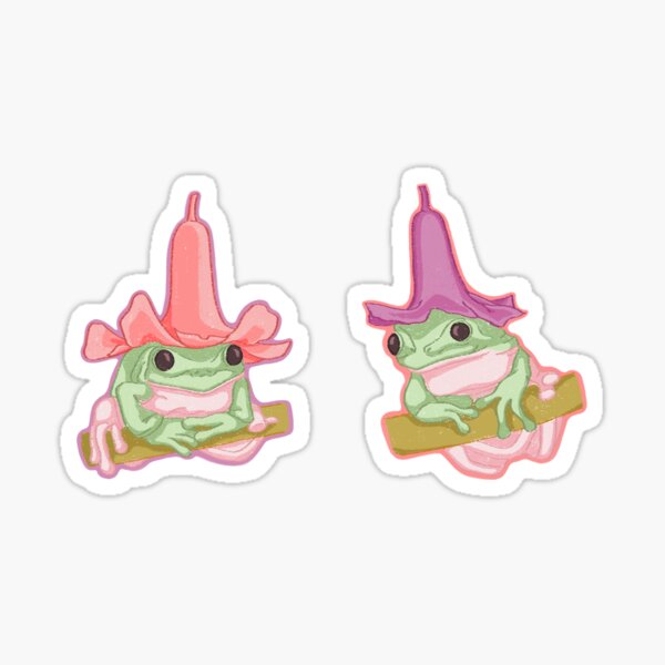 "Frogs with flower hats" Sticker for Sale by pomelionpress | Redbubble