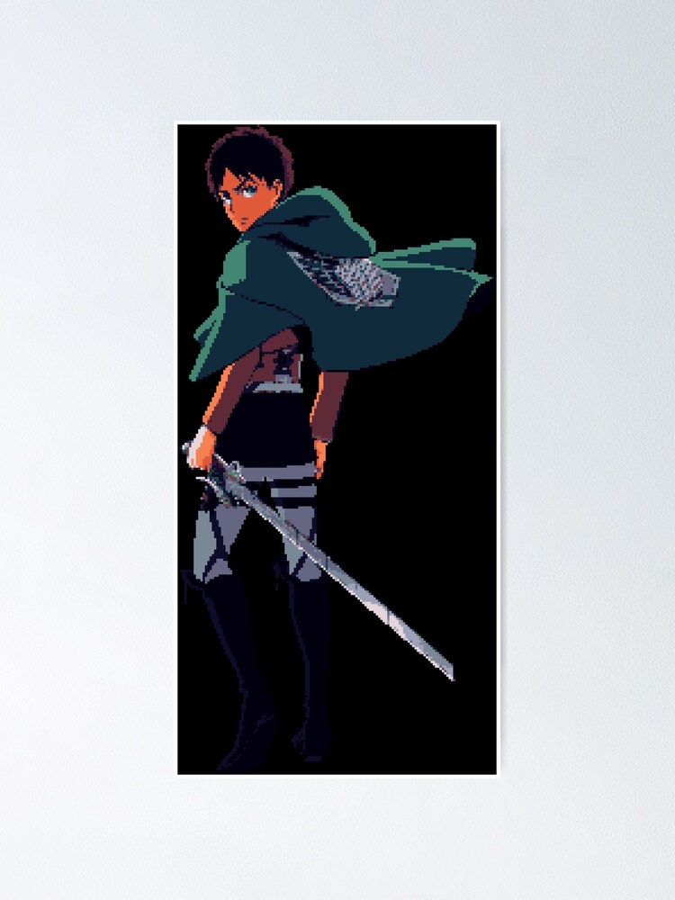 "Eren Yeager Pixel Art" Poster by owopixels | Redbubble