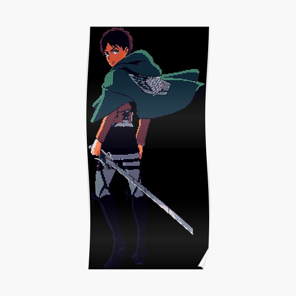 "Eren Yeager Pixel Art" Poster by owopixels | Redbubble