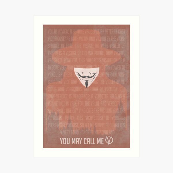 "You May Call Me V: V for Vendetta Movie Poster" Art Print for Sale by ...