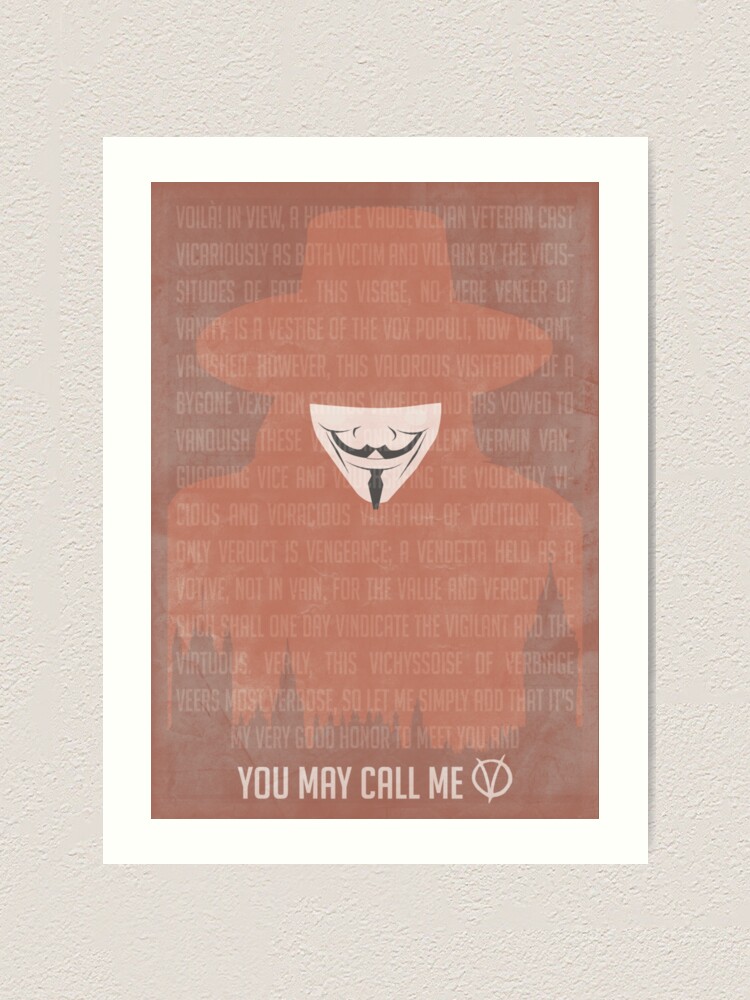"You May Call Me V: V for Vendetta Movie Poster" Art Print for Sale by ...