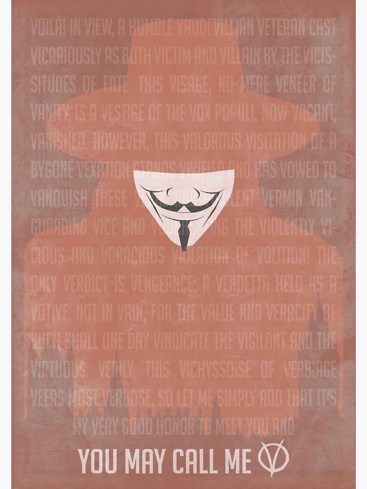 "You May Call Me V: V for Vendetta Movie Poster" Art Print for Sale by ...