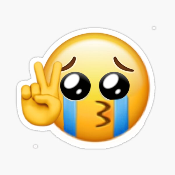 "crying peace sign emoji combo" Sticker by siaaa | Redbubble