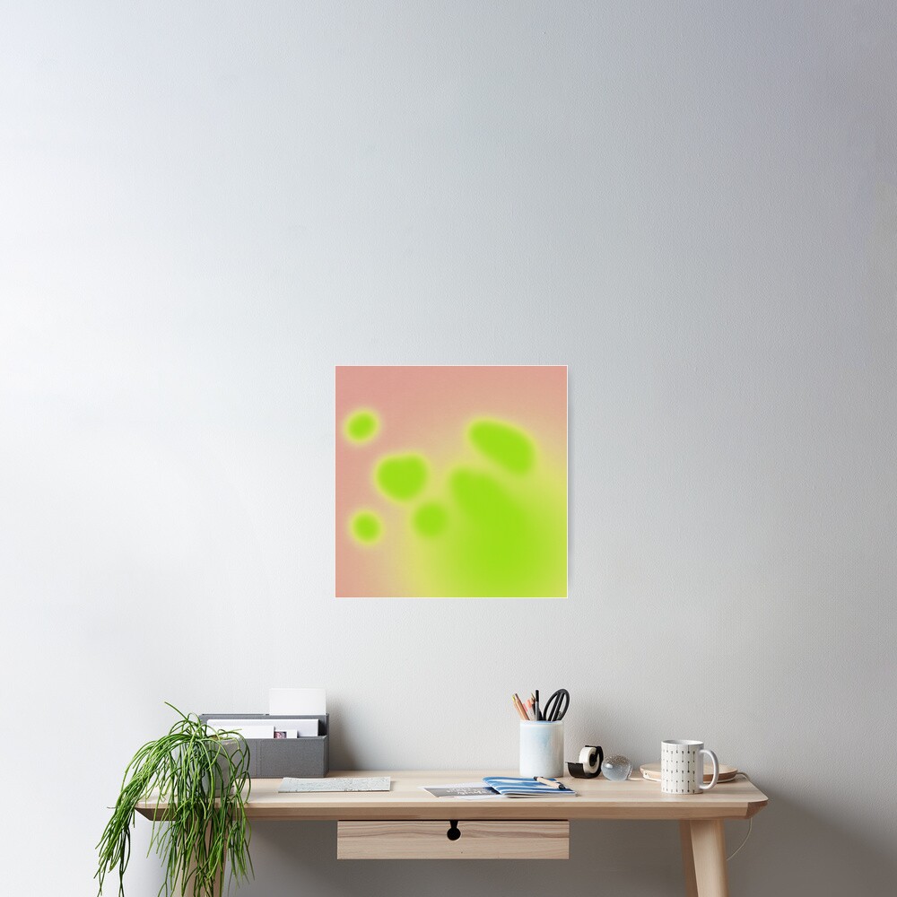 Poster « Aesthetic Neon Subtle Spots Gradient Pink and Lime Green ...