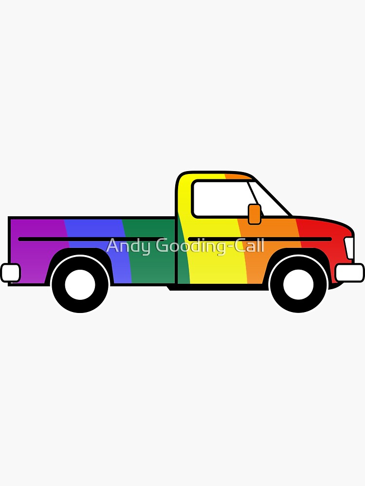 "Rainbow Pickup Truck" Sticker for Sale by a-gooding-call | Redbubble