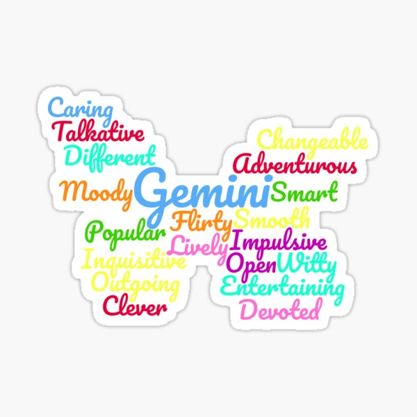 "Gemini Word Cloud Shirt" Sticker by Pokoteng- | Redbubble