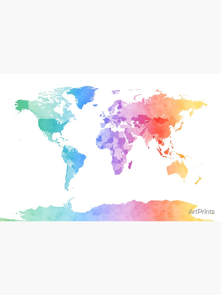 "Watercolor Map of the World Map" Sticker for Sale by MICHAEL TOMPSETT ...