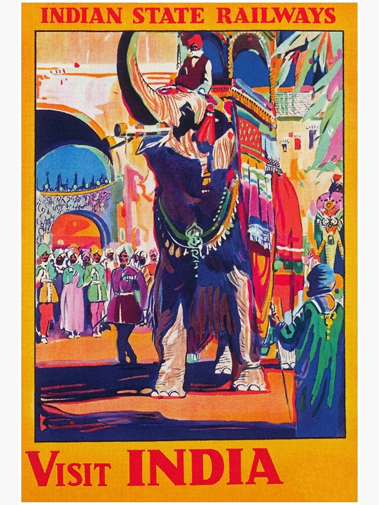 "India, Elephant, Retro Vintage Travel Poster" Poster for Sale by ...
