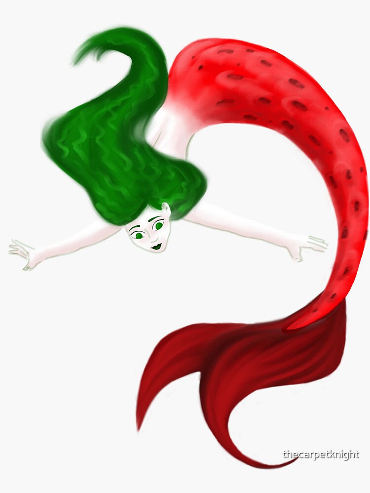 "Watermelon Mermaid" Sticker for Sale by unicyclinggirl | Redbubble