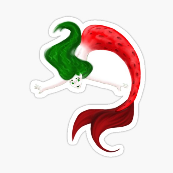 "Watermelon Mermaid" Sticker for Sale by unicyclinggirl | Redbubble