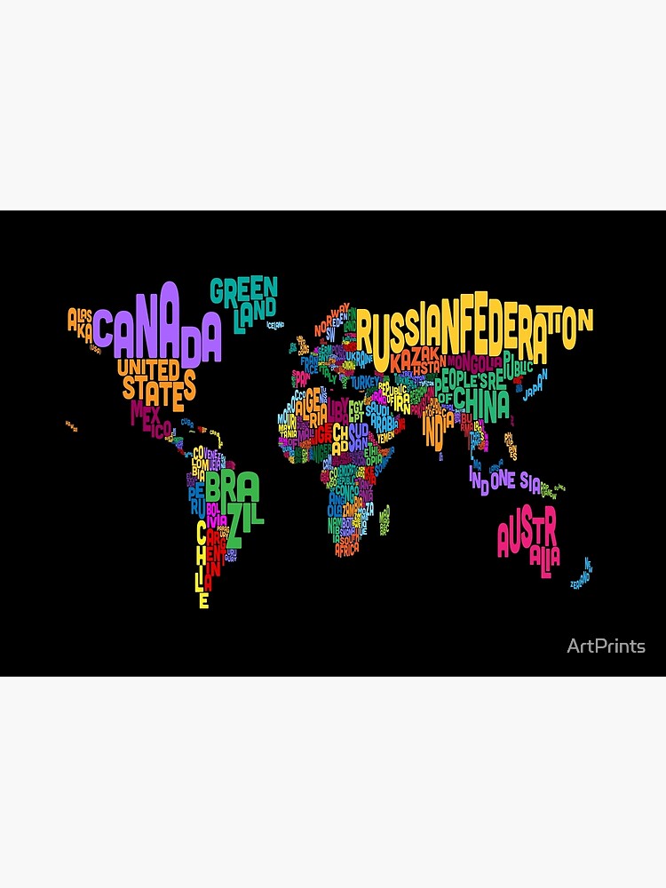 Text Map of the World Map Premium Matte Vertical Poster sold by Tamarah ...