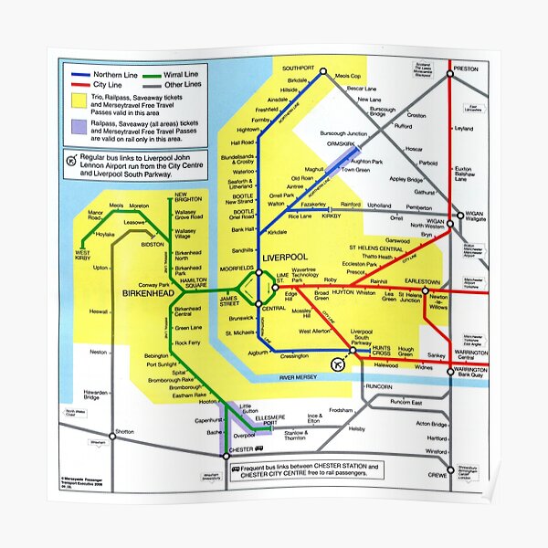 Póster «Merseyrail + mapa de líneas de la ciudad» de dowjones2348 ...