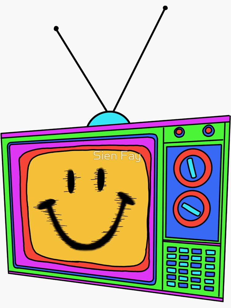 "Retro 90s Box TV Smiley Face" Sticker for Sale by sienafg | Redbubble