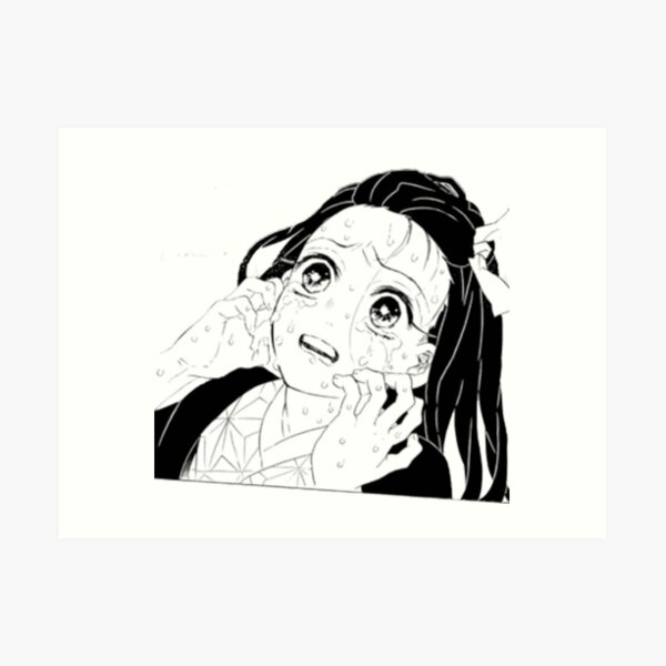 "Nezuko Kamado Cry Design " Art Print by sad-square | Redbubble