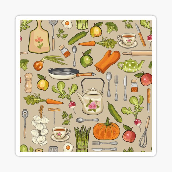 "Retro kitchen." Sticker for Sale by Elsbet | Redbubble