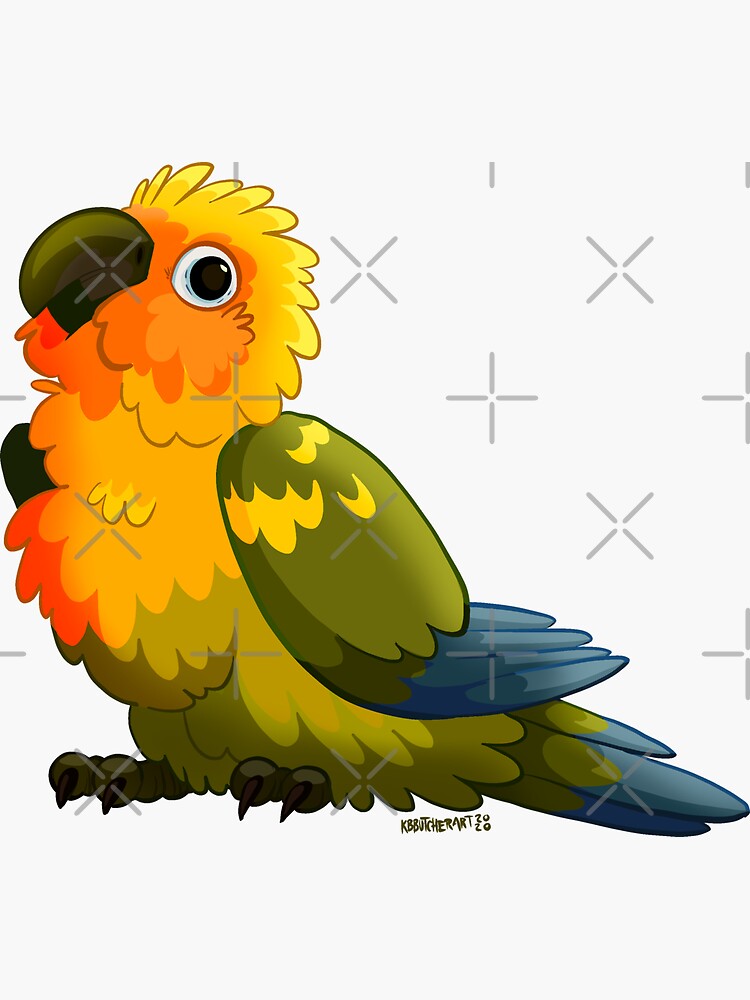 "Sun Conure" Sticker for Sale by kbbutcherart | Redbubble