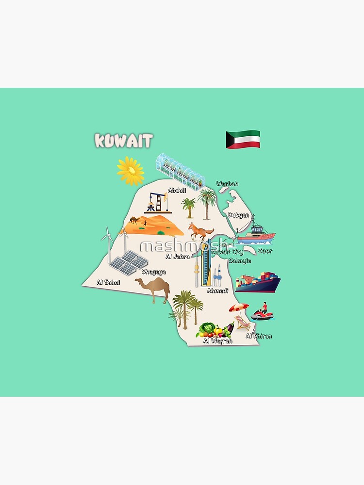 "Kuwait map Landmarks tourist attractions with names of the major ...
