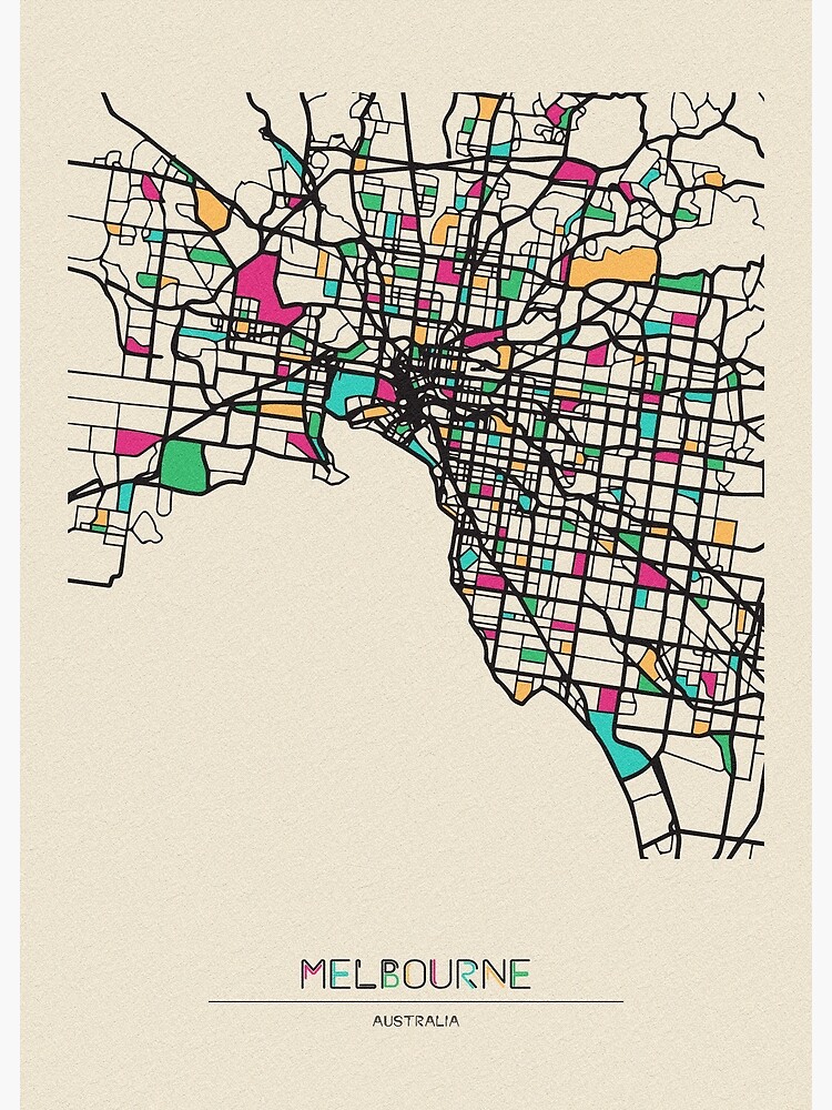 "Melbourne, Australia Street Map" Art Print for Sale by geekmywall ...