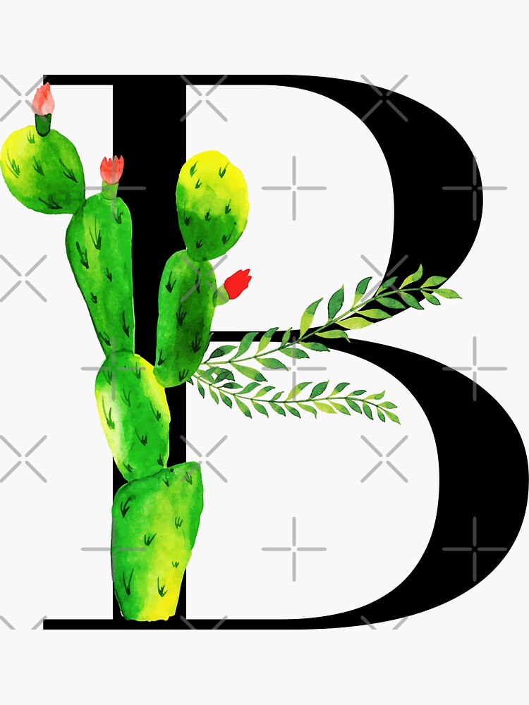"Letter B Cactus Plant Botanical Alphabet" Sticker by Stickersaurus1 ...