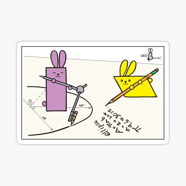 "GeoBunnies Graphing an Ellipse" Sticker by 2redheadedbros | Redbubble